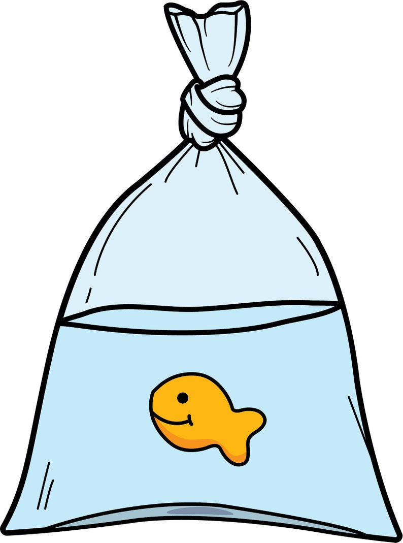 Goldfish, Digital Download, Printable Goldfish Image, Fish in a Bag ...