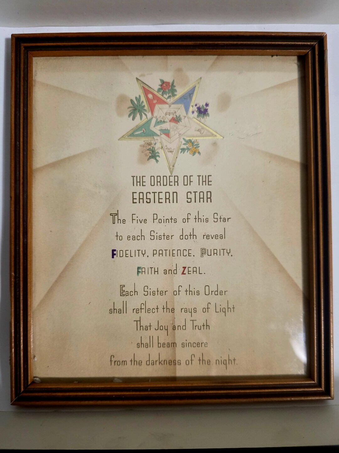 The Order of the Eastern Star Framed Motto Print – Masonic Lodge Wall ...
