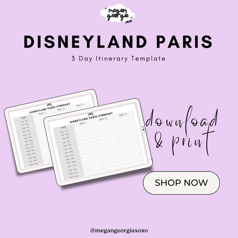 Disneyland Paris Trip Itinerary Template - Etsy