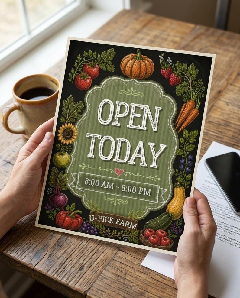 Farm Stand Signs Bundle | U-pick Strawberry Blueberry Farm (digital ...