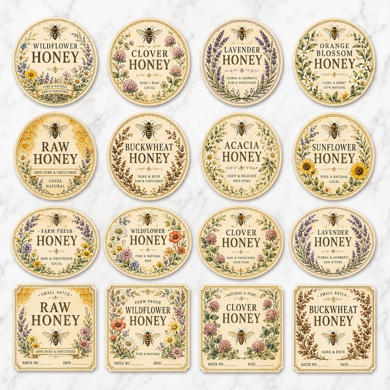 Honey Jar Labels Printable PDF Editable Canva | Wildflower Clover ...