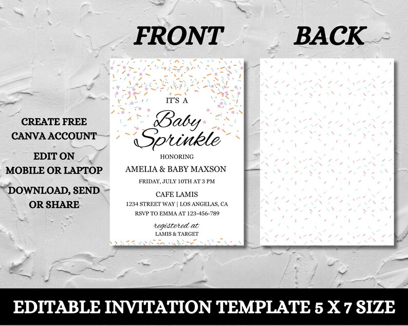 Editable Baby Sprinkle Shower Invitation Coed Shower Gender Neutral ...
