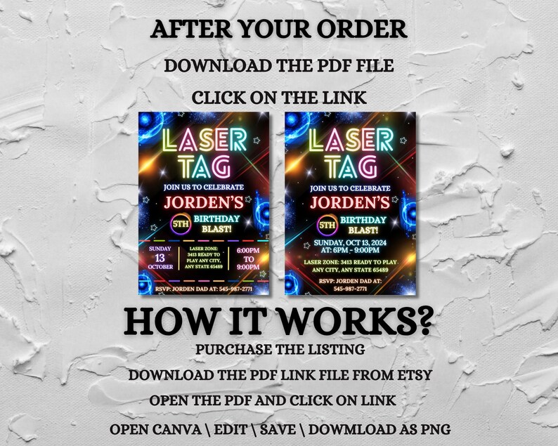 Laser Tag Birthday Invitation Template, Neon Glow, Laser Tag Invitation ...