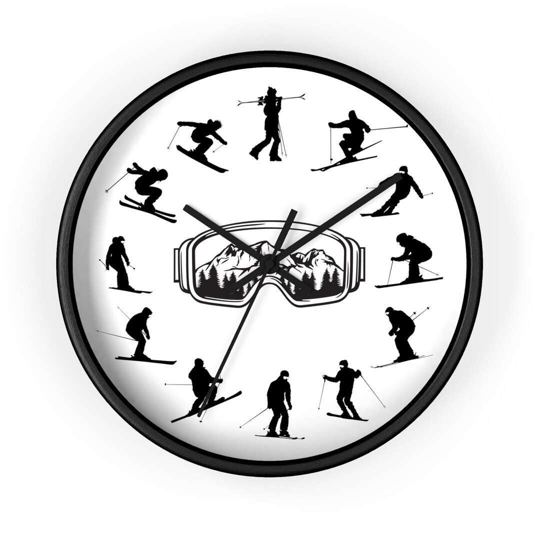 Skier Wall Clock, Mountain Clock, Ski Lodge Decor, Winter Sports Gift ...