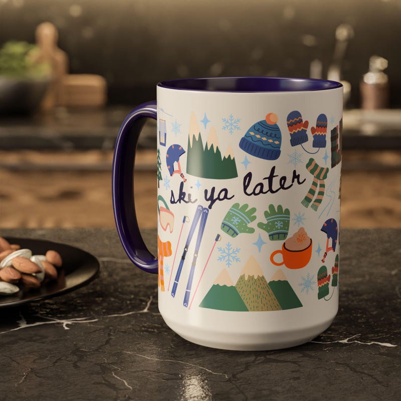 Hot Chocolate Mug, Skiing - Etsy