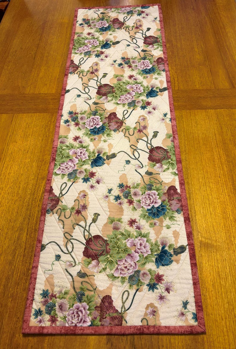 Grapes & Wine Table Runner 12.75" X 42.5" Burgundy, Pink Accent Fabric ...