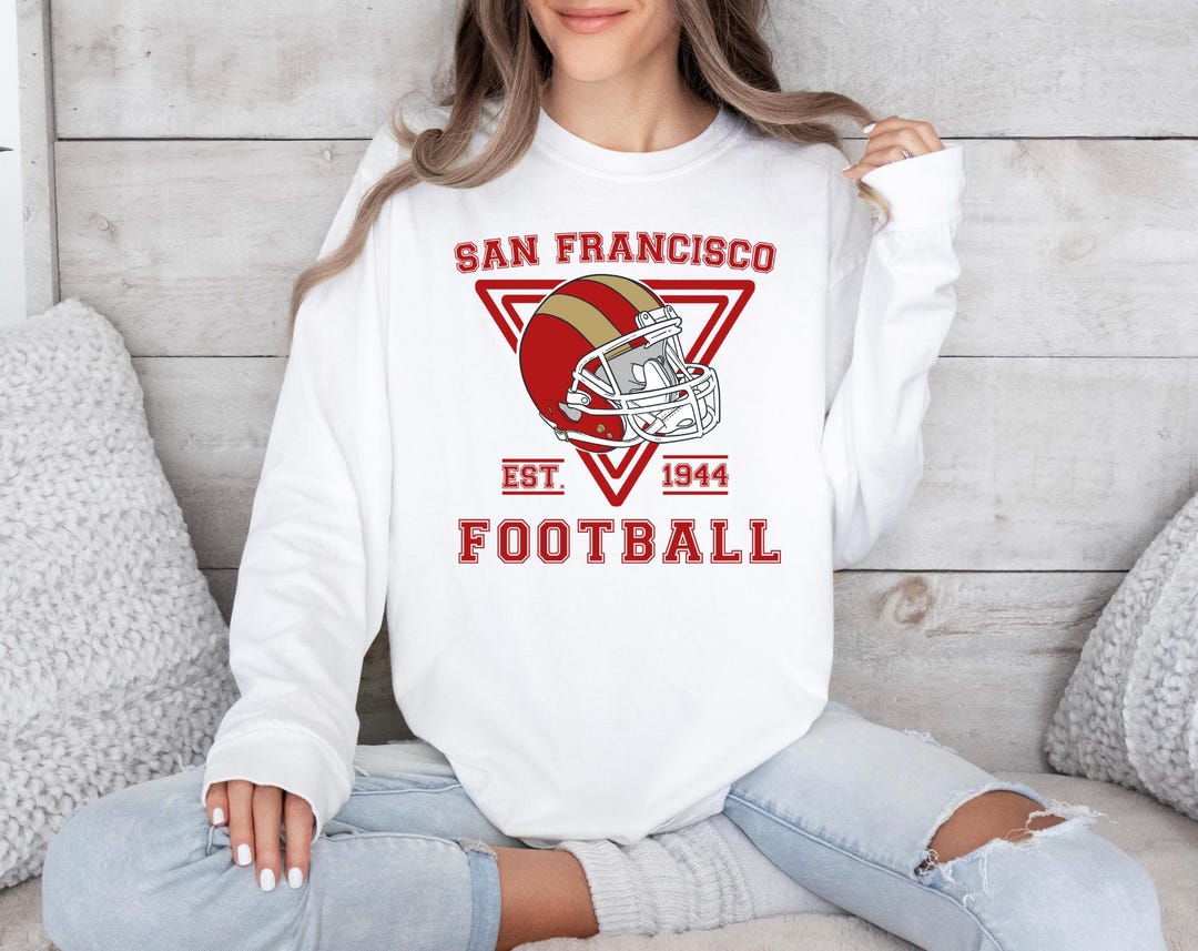 San Francisco 49ers Football Shirt SF Football Crewneck Retro Niners ...