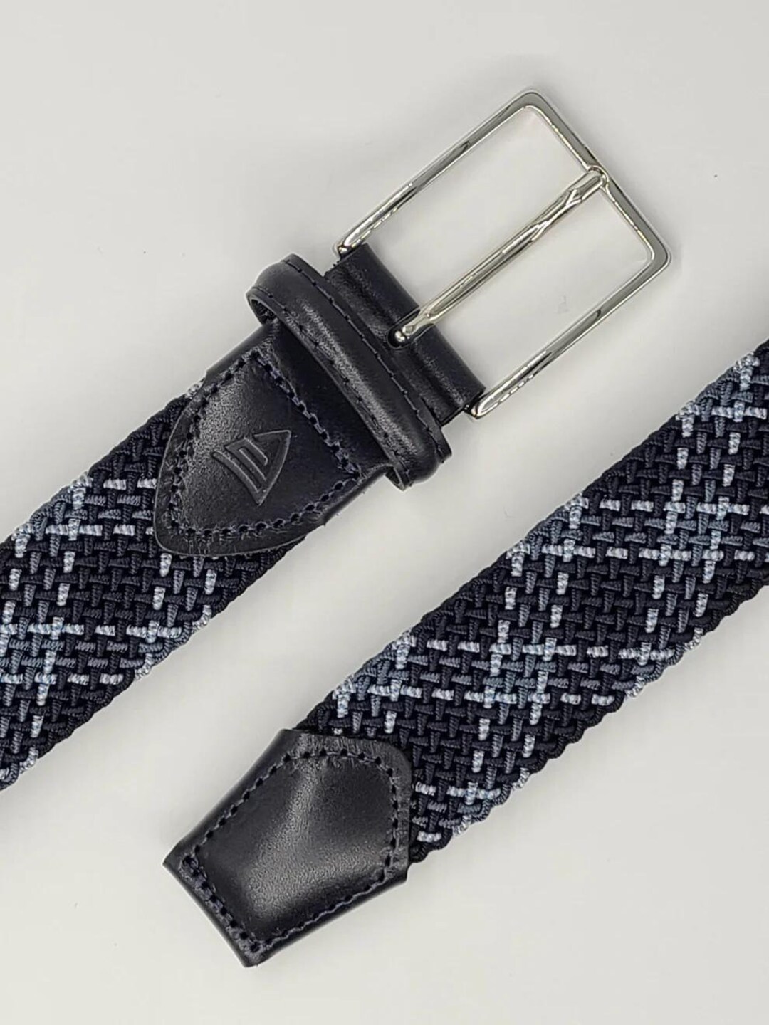 THE BRIGHTON - Modern Plaid Stretch Belt | Navy, Grey, Light Blue ...