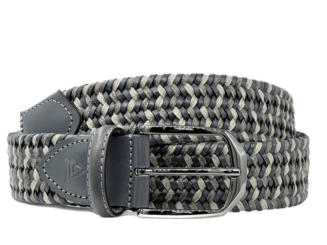 THE AUSTIN - Luxury Men's Belt | Grey Leather & Italian Rayon | Stretch ...