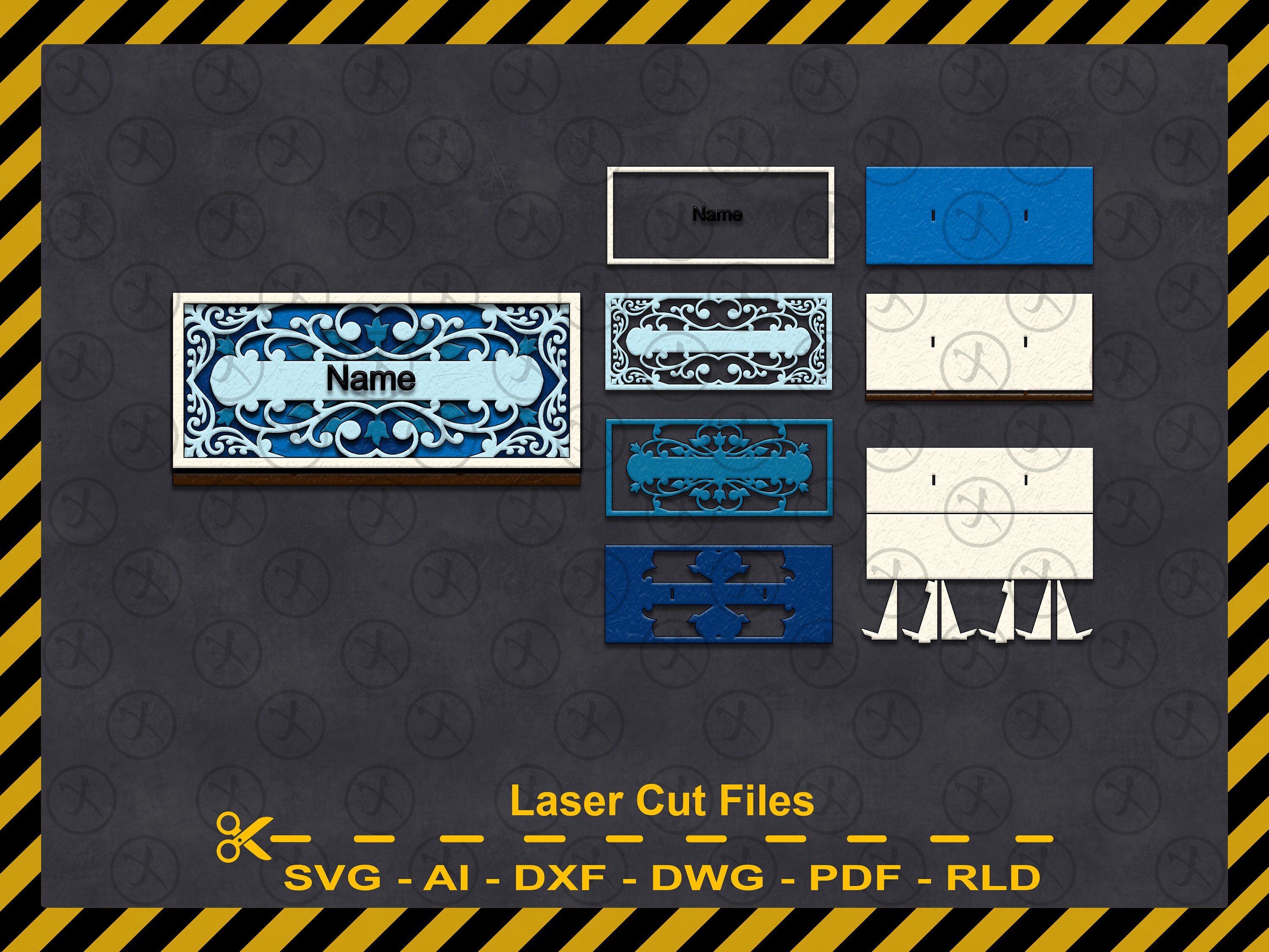 Desk Nameplates Laser Cut Files, Layered Desktop Name Sign Svg Files ...