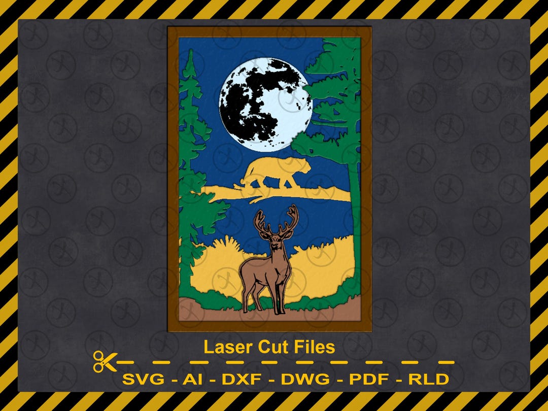Multi-layer Deer and Leopard Scene, Laser Cut File: Mountain Jungle Art ...