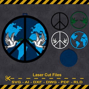 Peace Round Sign SVG, Laser Cut Files, Dove and Olive Branch, World ...