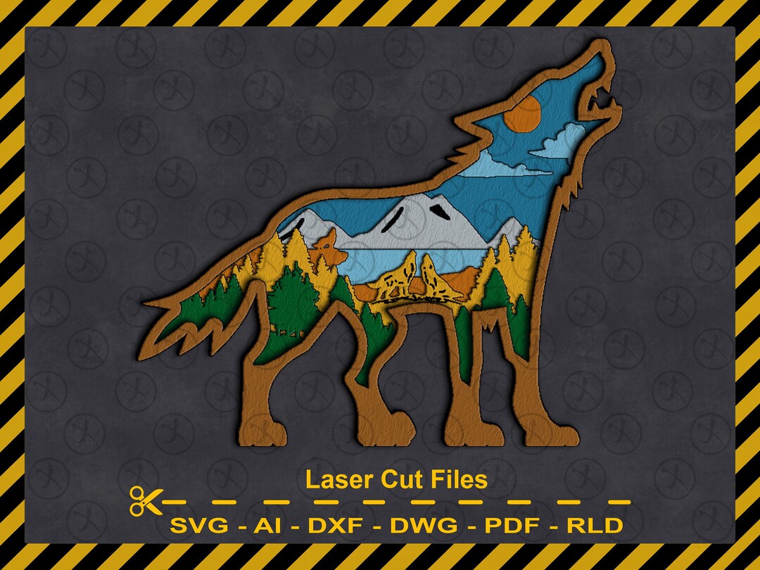 Multi-layer Wolf Scene, 7 Layer Art Piece for Glowforge, Wild Animals ...