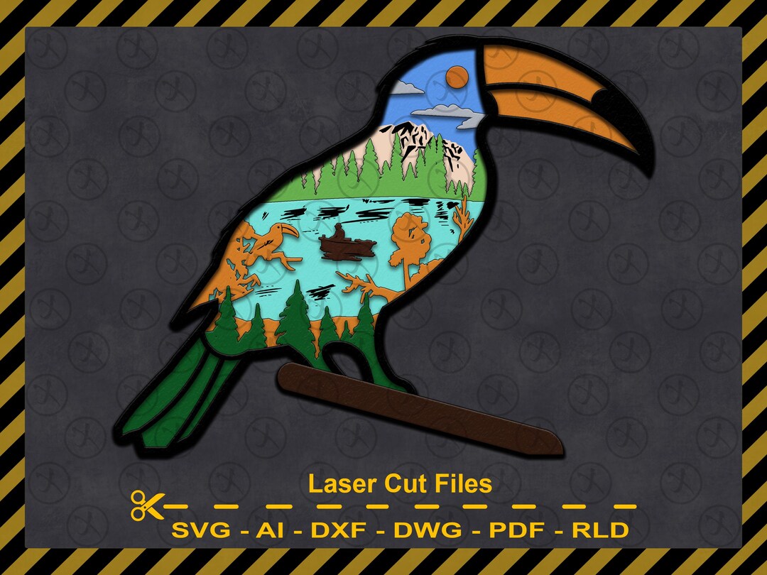 Multilayer Toucan Art Laser Cut File 3D Layered Tropical Laser Cut Dxf ...