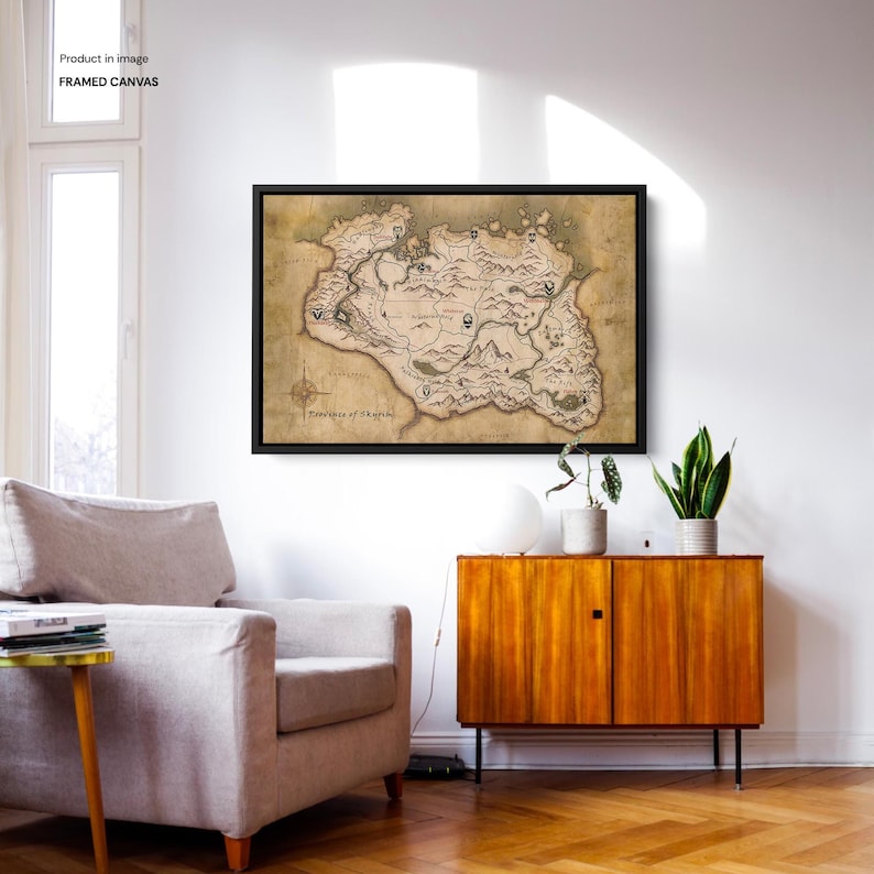 Skyrim World Map Canvas, the Elder Scrolls Map Print, Map of Tamriel ...