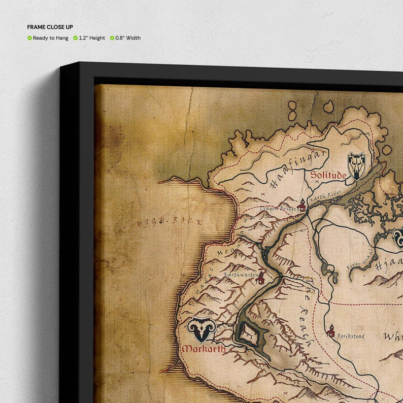 Skyrim World Map Canvas, the Elder Scrolls Map Print, Map of Tamriel ...