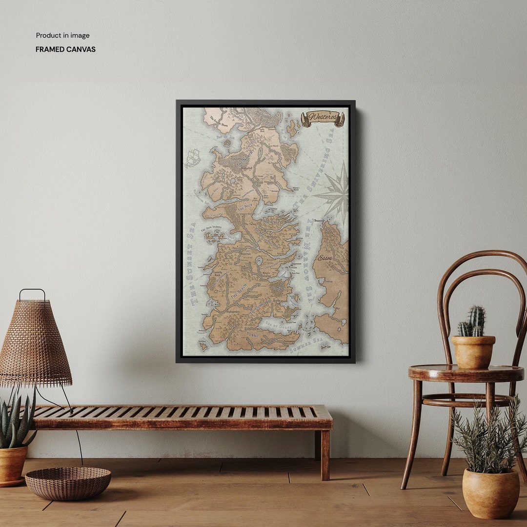 Game of Thrones Map Canvas, Westeros Map Print, Got Map Poster, Fantasy ...