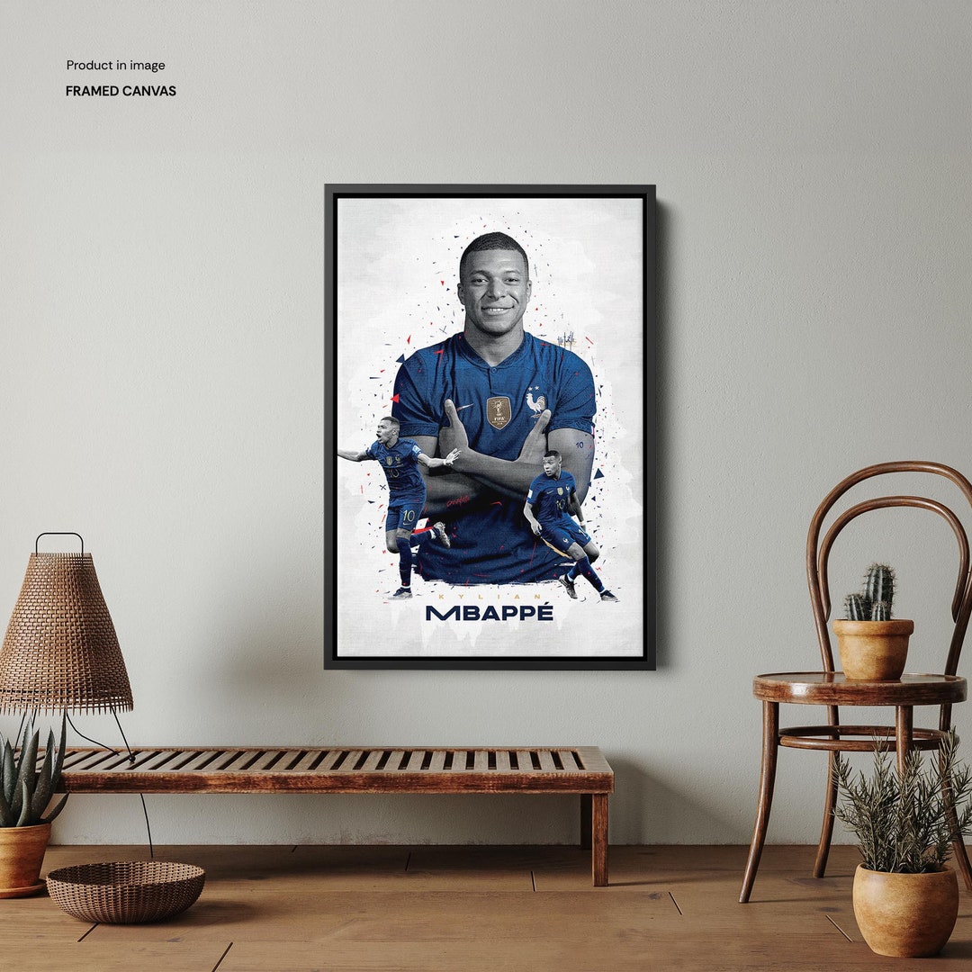 Mbappe Canvas, Kylian Mbappe Poster, World Cup Wall Art, Soccer Player ...