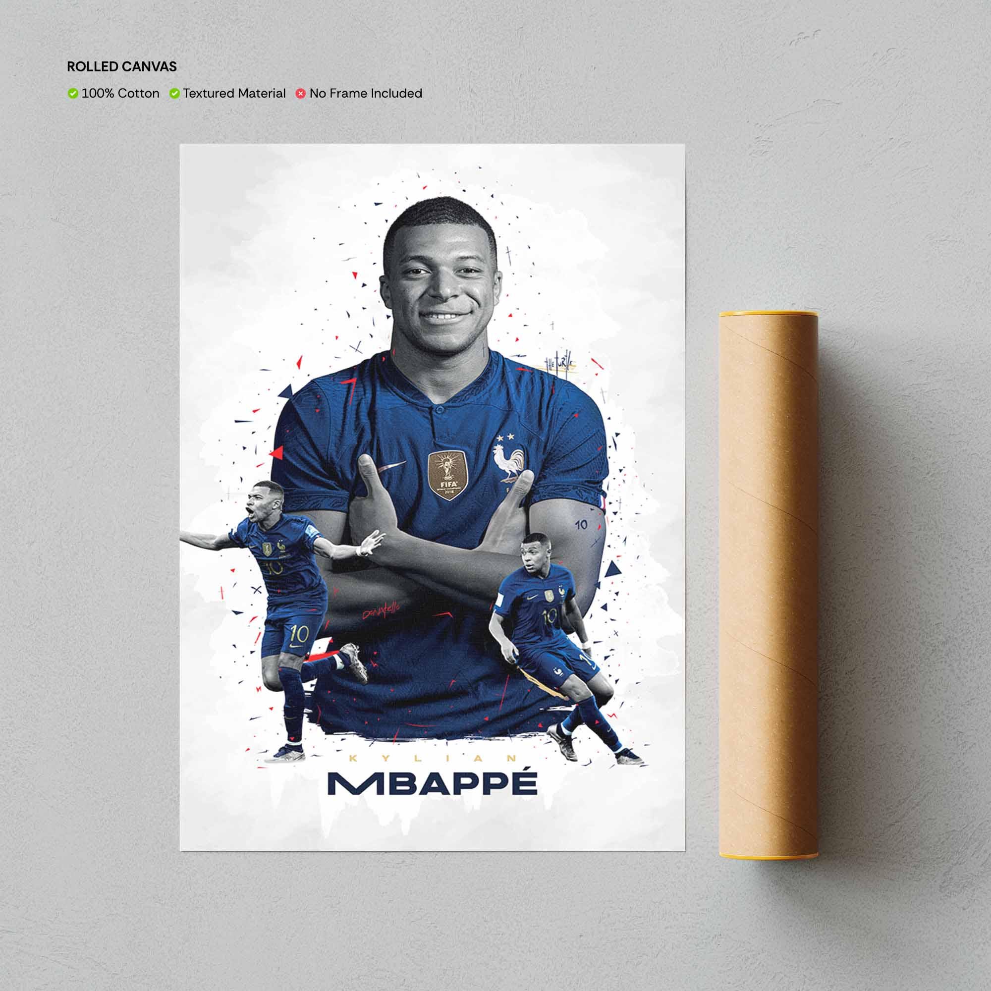 Mbappe Canvas, Kylian Mbappe Poster, World Cup Wall Art, Soccer Player ...