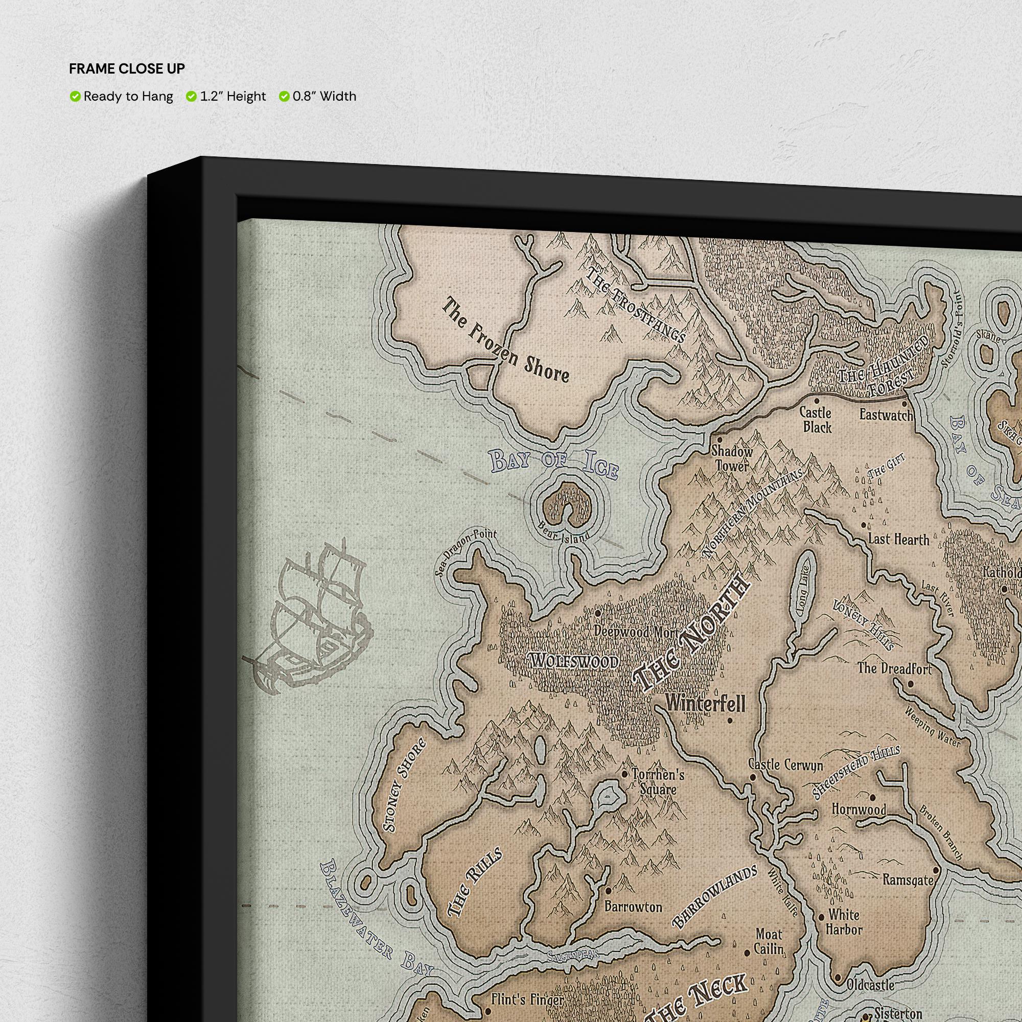 Game of Thrones Map Canvas, Westeros Map Print, Got Map Poster, Fantasy ...