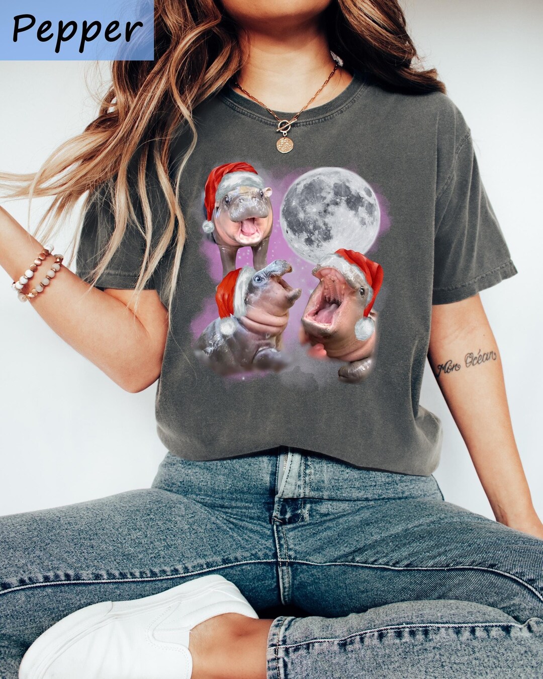 Comfort Colors® Moo Deng Bootleg Christmas T-shirt, Funny Santa Moo ...