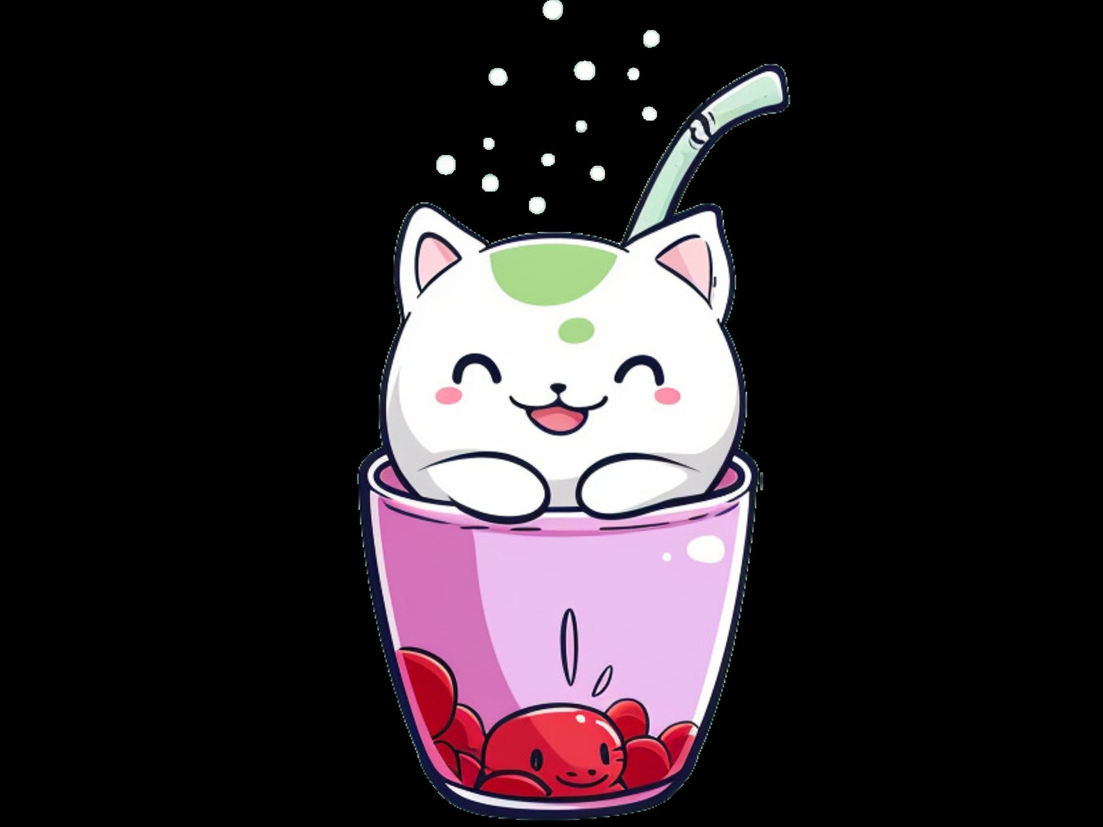 Adorable Boba Kitty Digital Template - Etsy
