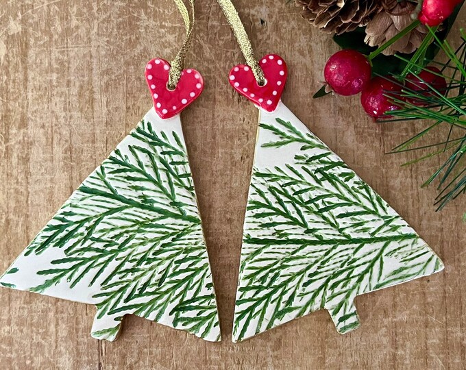 Nature Imprint Christmas Tree Ornament, Handmade Ornament, Ornament ...