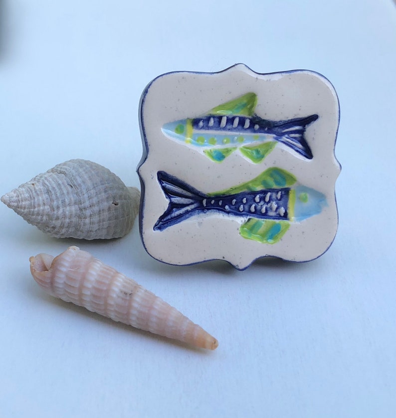 Fish Knob Fish Drawer Pull Colorful Fish Knob Ceramic Fish - Etsy