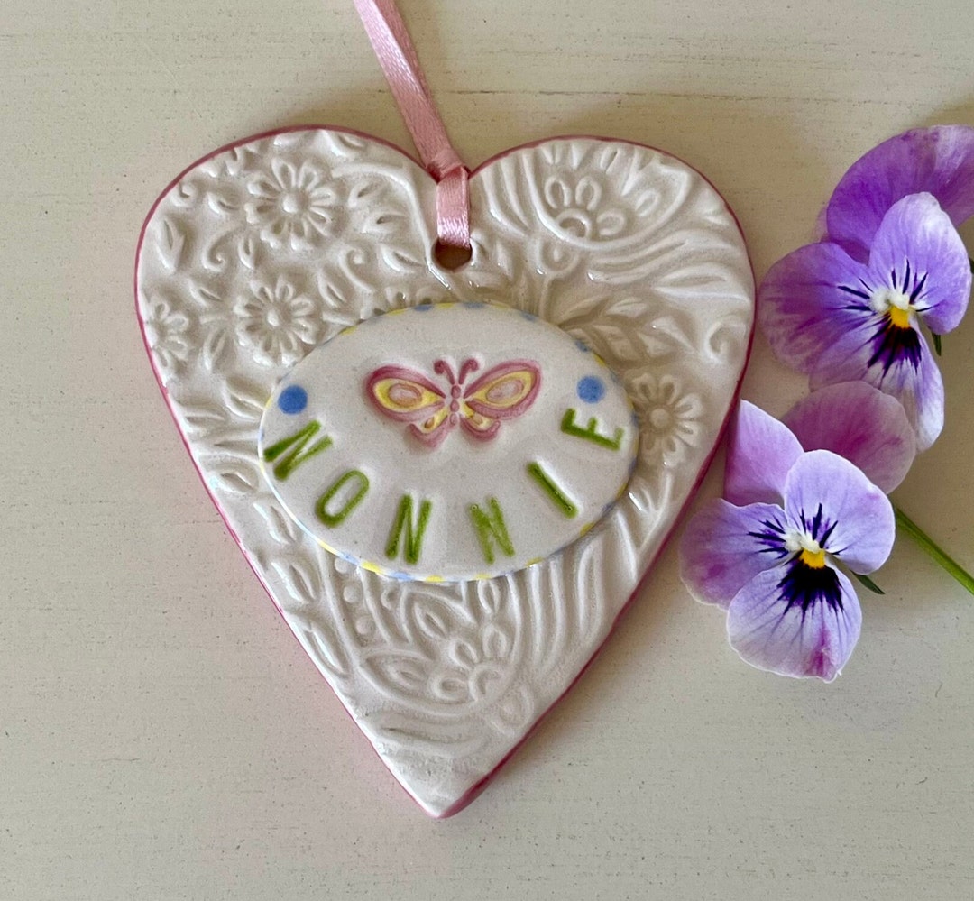 Nonnie Heart Ornament With Butterfly, Gift for Nonnie, Nonnie Mother's ...