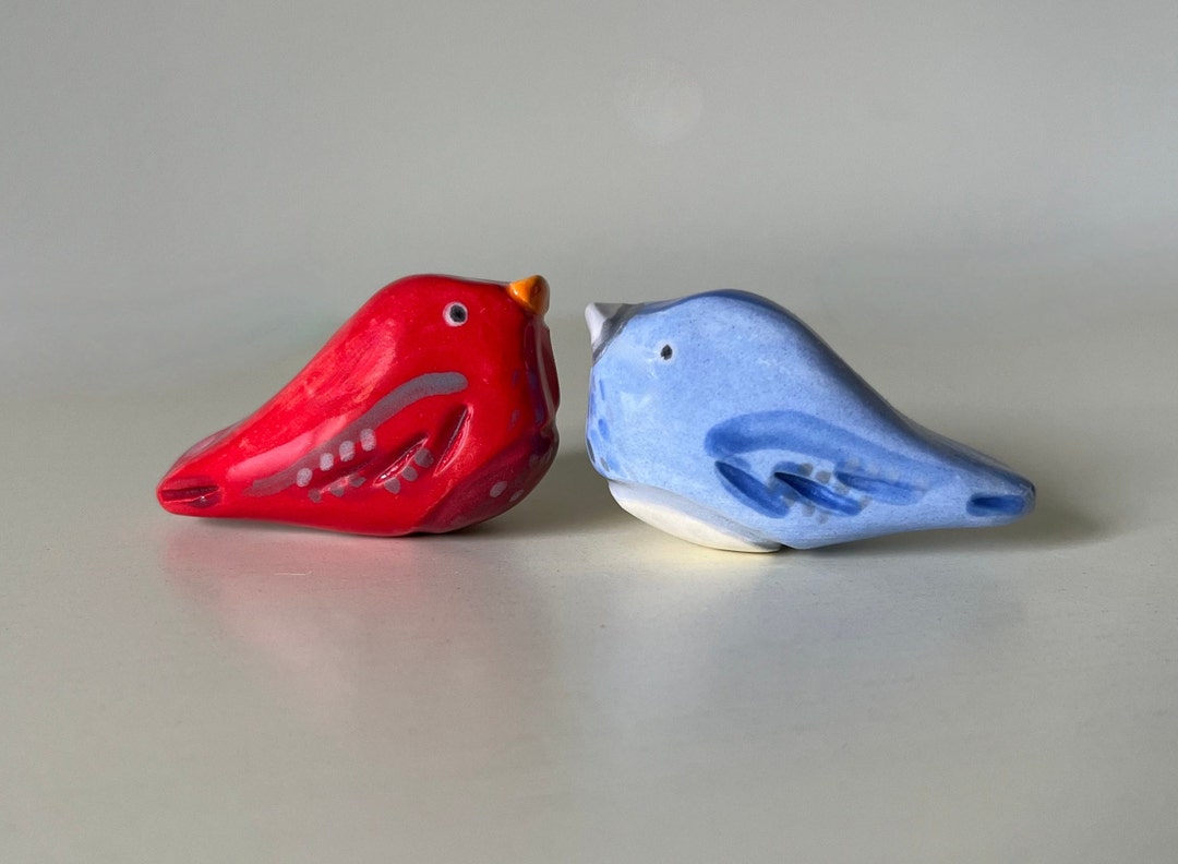 Handmade Bird Knobs, Colorful Bird Knobs, Red Bird Knob, Blue Bird Knob ...