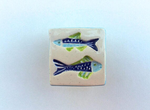 Swimming Fish Knob Fish Knob Pull Fish Drawer Pull Nautical | Etsy