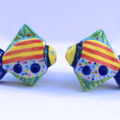 Colorful Fish Knob Ceramic Fish Knob Fish Drawer Pull - Etsy