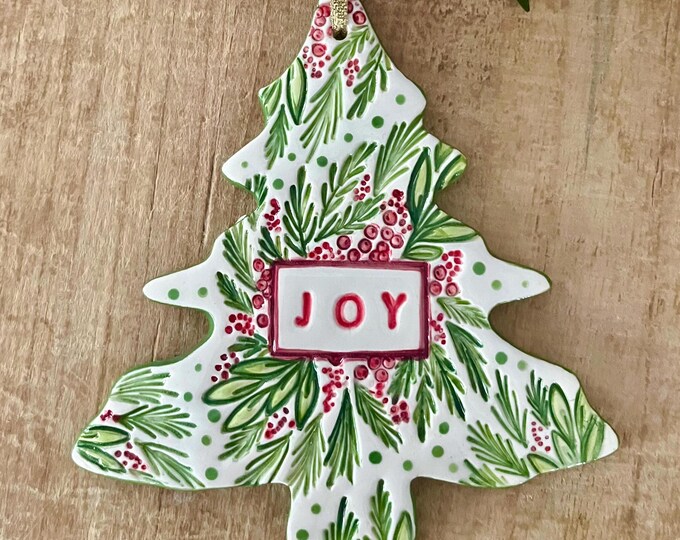 Handmade Joy Christmas Tree Ornament, Ceramic Ornament, Ornament ...