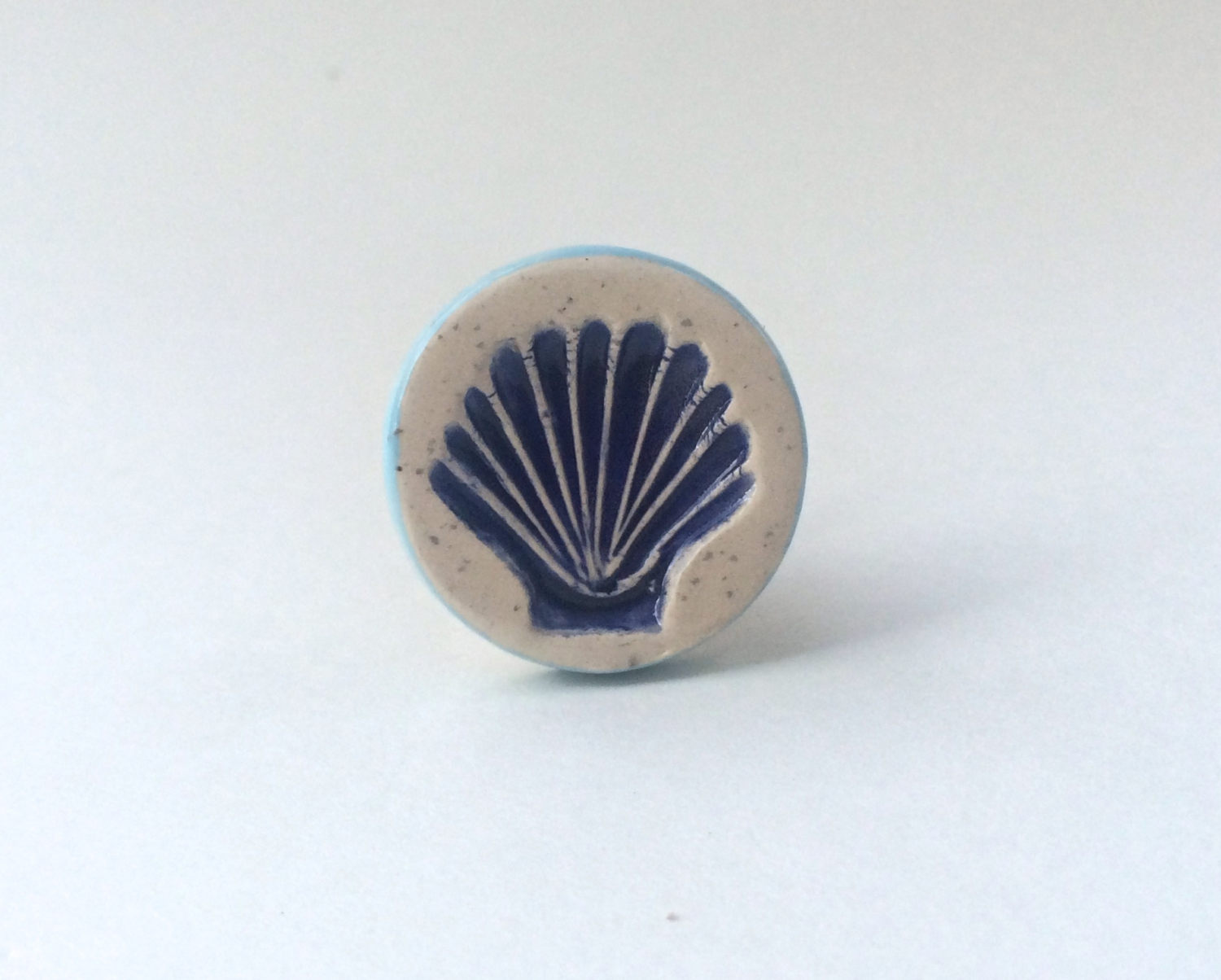 Scallop Shell Knob Shell Drawer Pull Nautical Knobs Blue | Etsy