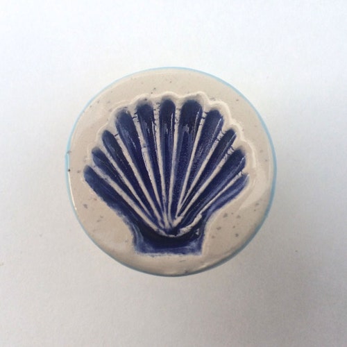 Scallop Shell Knob Shell Drawer Pull Nautical Knobs Blue - Etsy