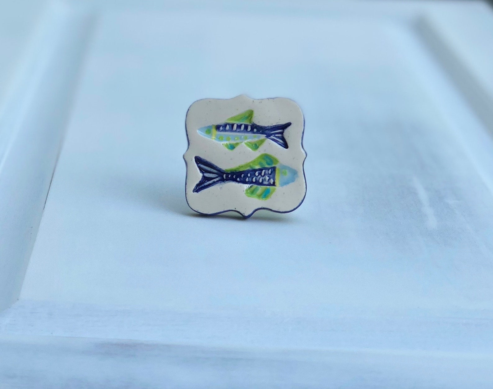 Fish Knob Fish Drawer Pull Colorful Fish Knob Ceramic Fish - Etsy