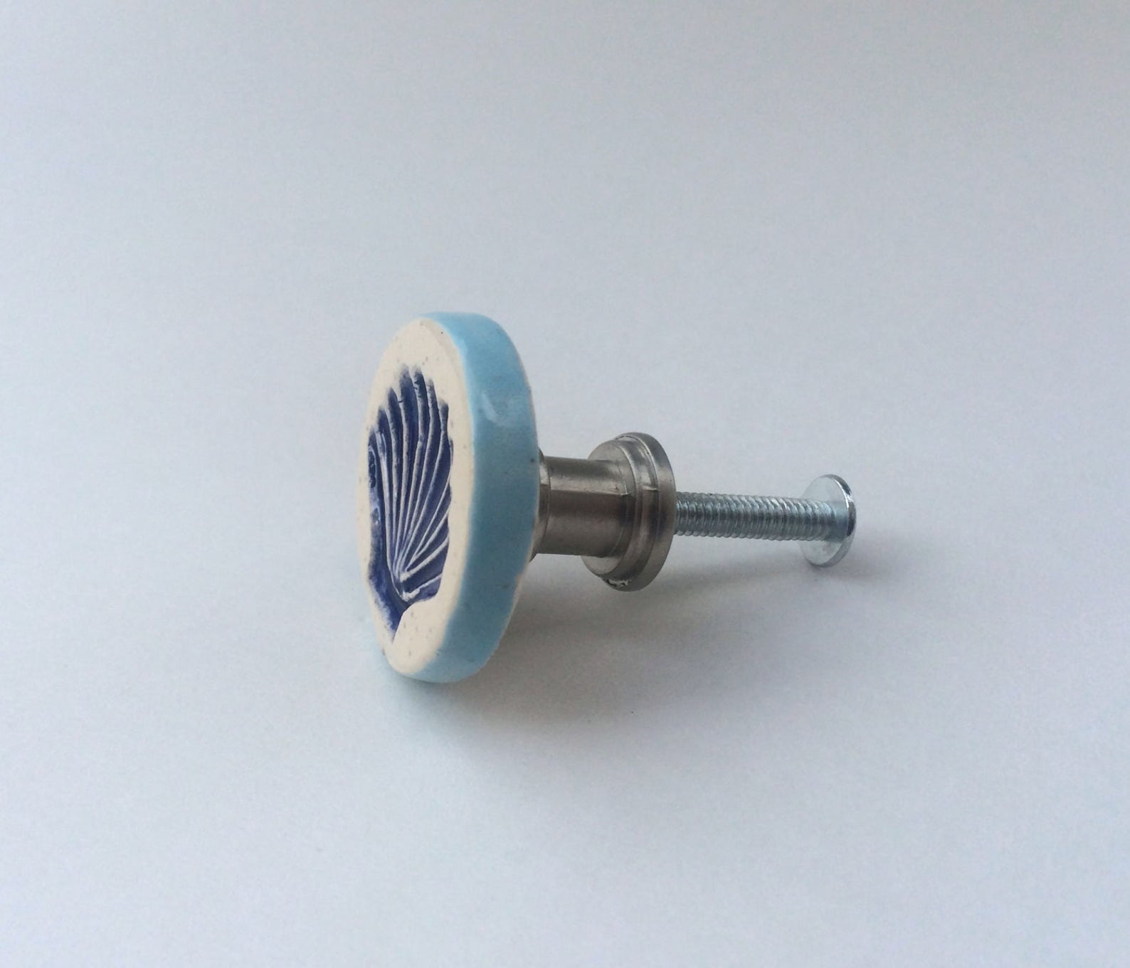 Scallop Shell Knob Shell Drawer Pull Nautical Knobs Blue - Etsy