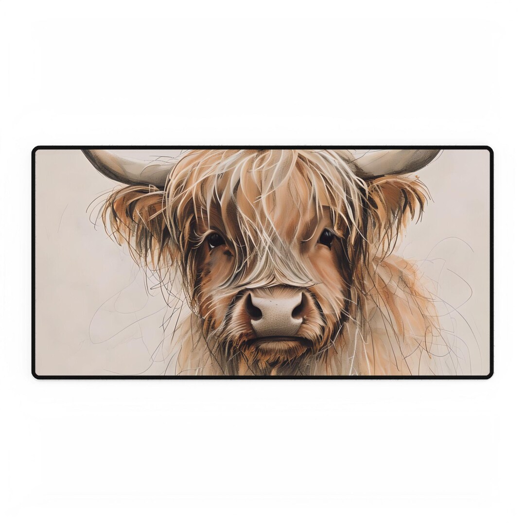 Highland Cow Desk Mat - Cozy Office Decor, Animal Lover Gift, Stylish ...