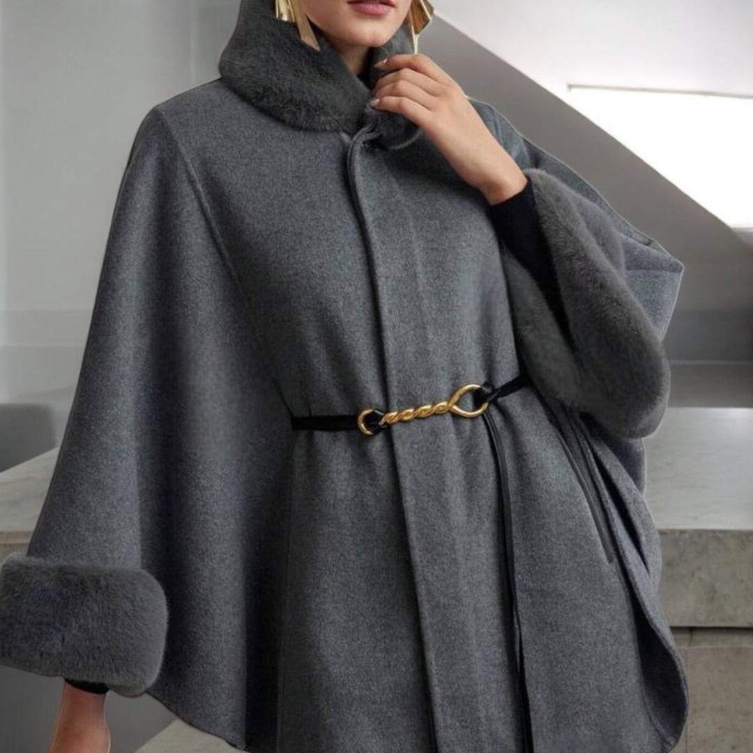 Retro Style Short Grey Wool Coat | Oversized | Overcoat | Fluffy ...