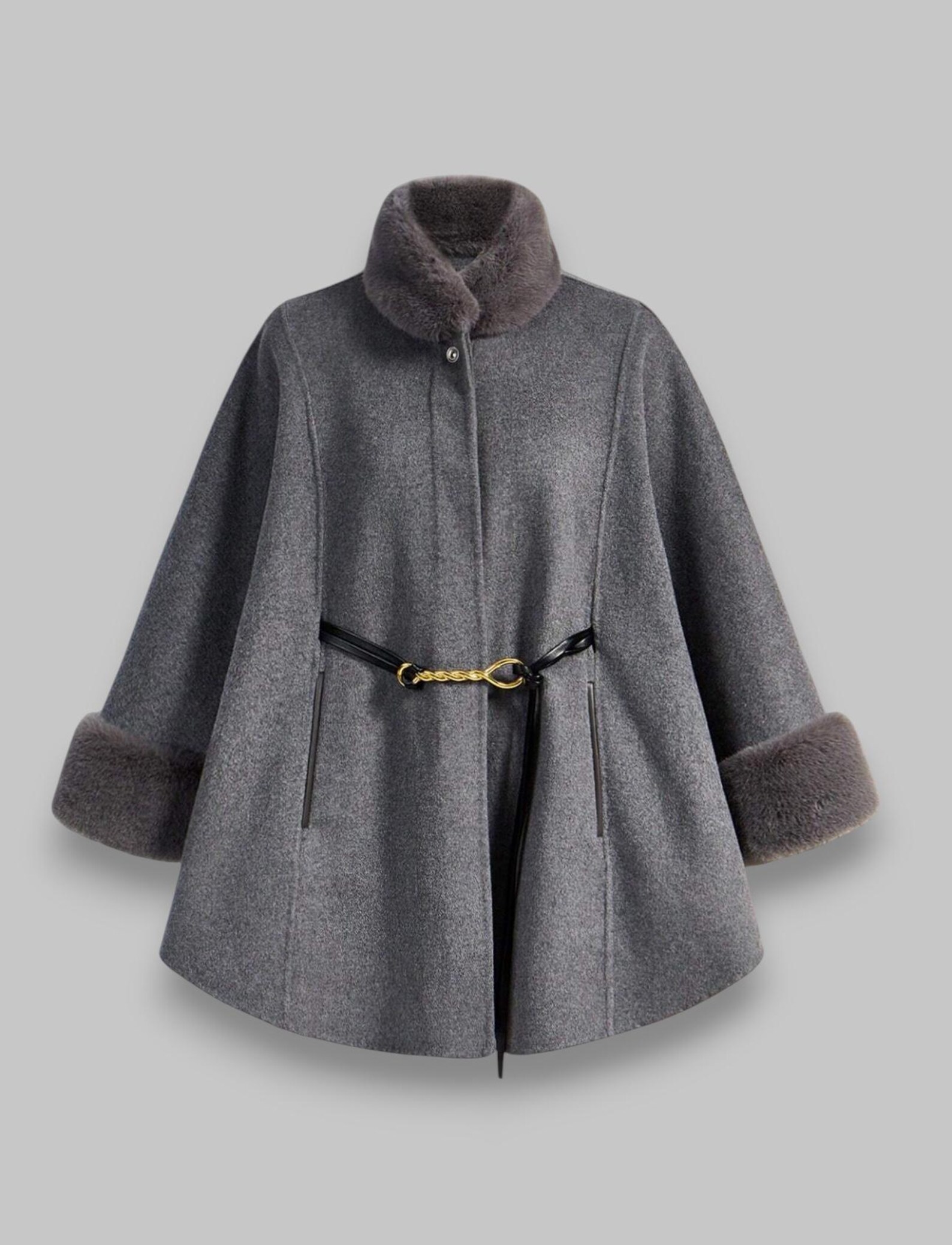 Retro Style Short Grey Wool Coat | Oversized | Overcoat | Fluffy ...