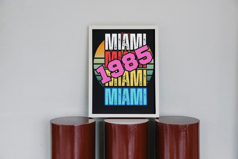 Vintage Miami 80s Poster | Retro 1980s Art | Digital Download | SVG ...