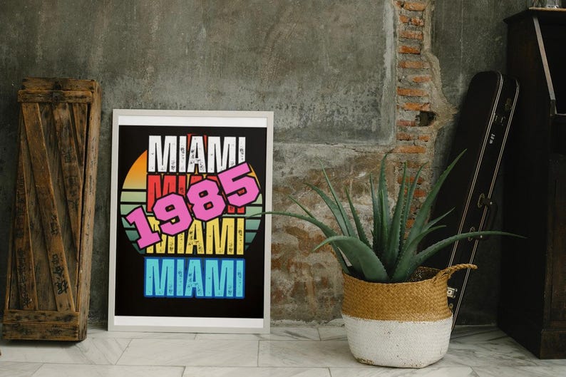 Vintage Miami 80s Poster | Retro 1980s Art | Digital Download | SVG ...