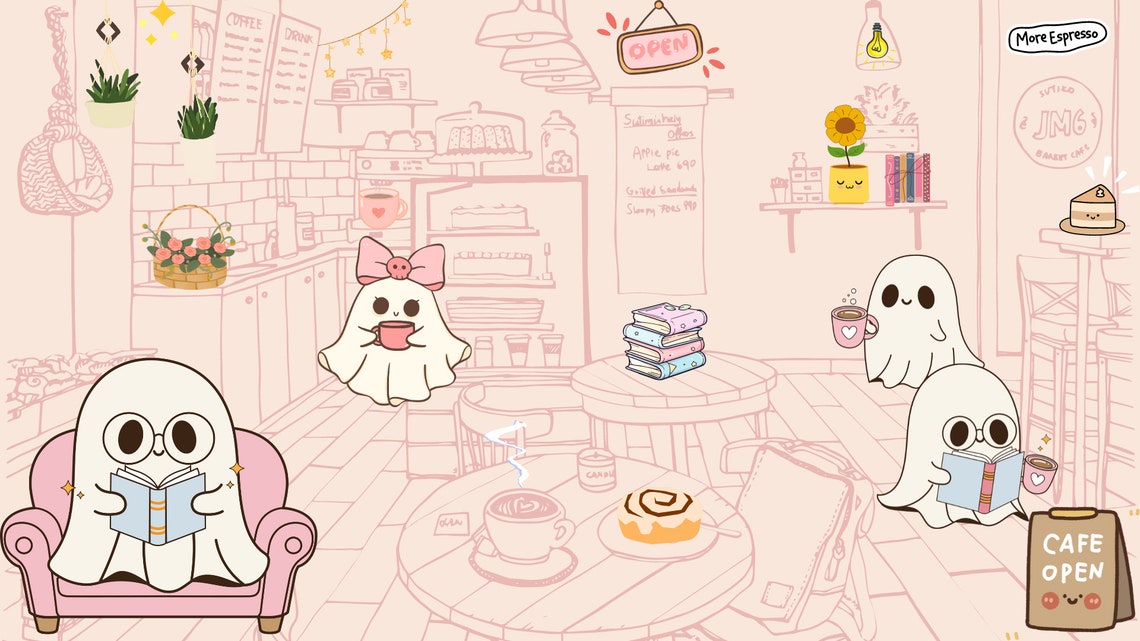 Ghost Cafe | Desktop Background | Streamer | Scene | Overlay | Twitch ...
