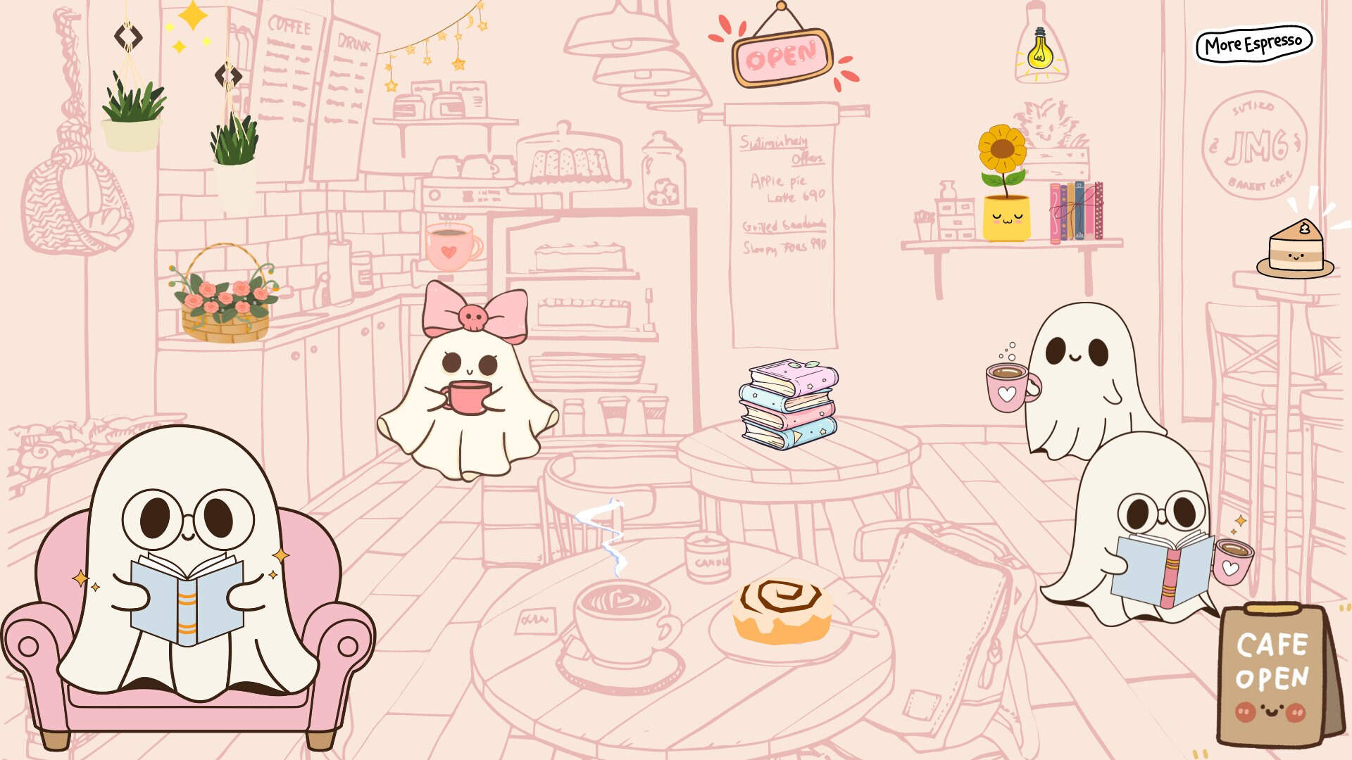 Ghost Cafe | Desktop Background | Streamer | Scene | Overlay | Twitch ...