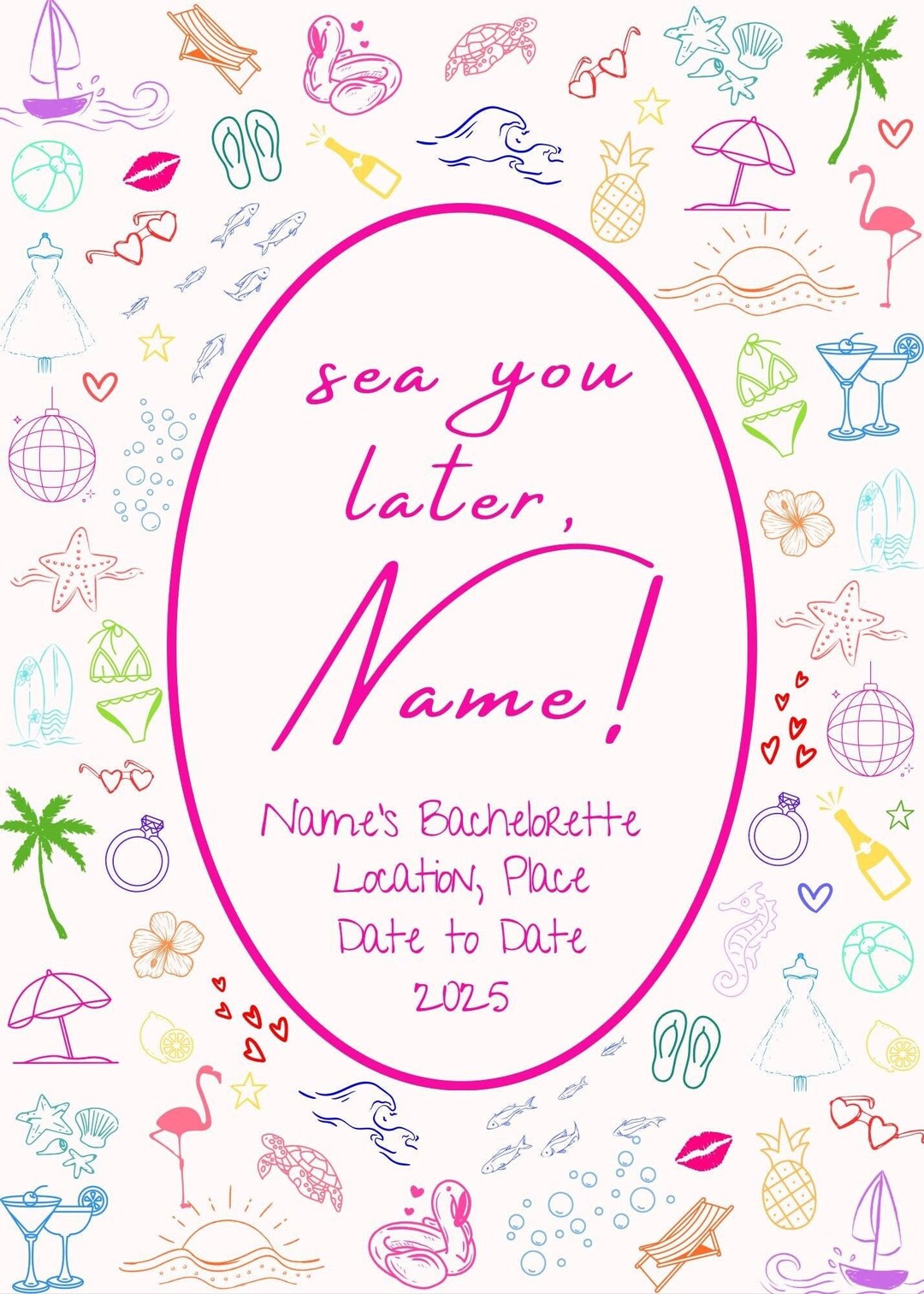 Sea You Later Bachelorette Invitation Customizable and Editable Digital ...