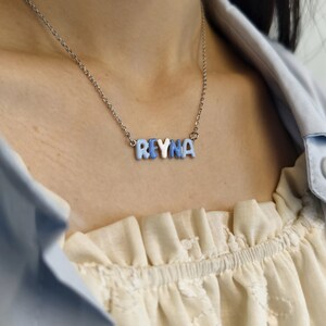 Enamel Bubble Letter Name Necklace, Custom Handmade 18K Gold Jewelry ...
