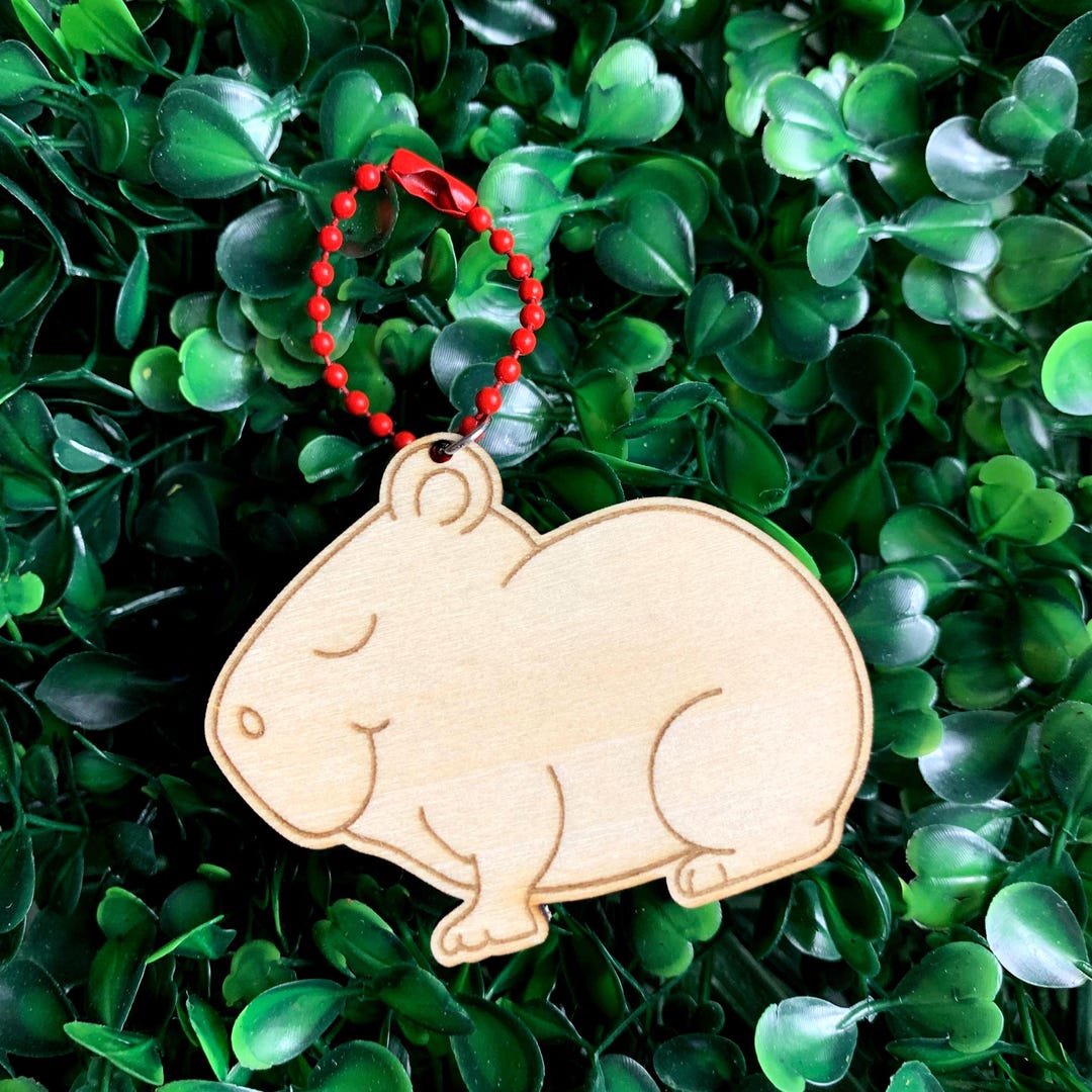 Capybara Wooden Tag, Rustic Animal Lover Gift, Natural Wood Ornament ...