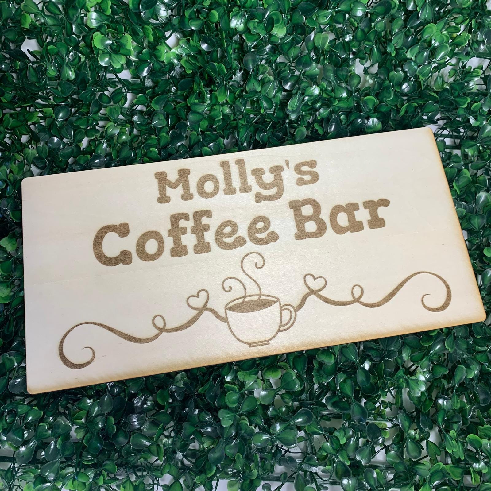 Wooden Coffee Bar Sign, Engraved Coffee Bar Sign, Personalized Home ...