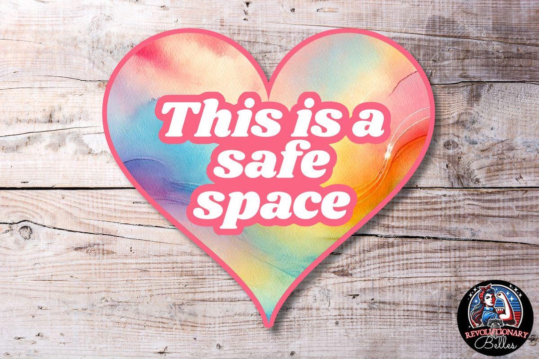 Heart-shaped 'this is a Safe Space' Rainbow Sticker | LGBTQ+ Support ...