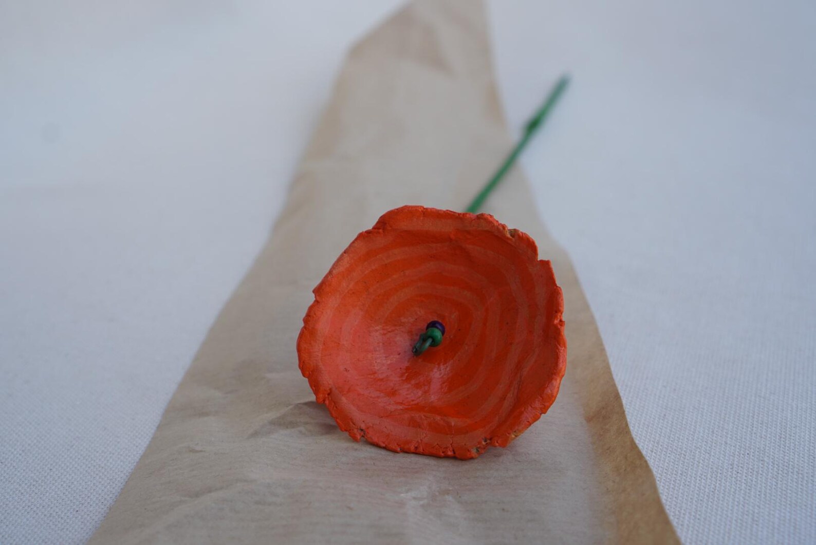 Red and Orange Poppies and Pansies - Handmade Recycled Paper Clay Mache ...